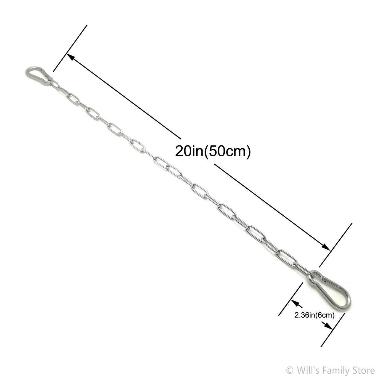 20 inch Stainless Steel Gate Chain with Carabiners Max 440 Pounds for ...