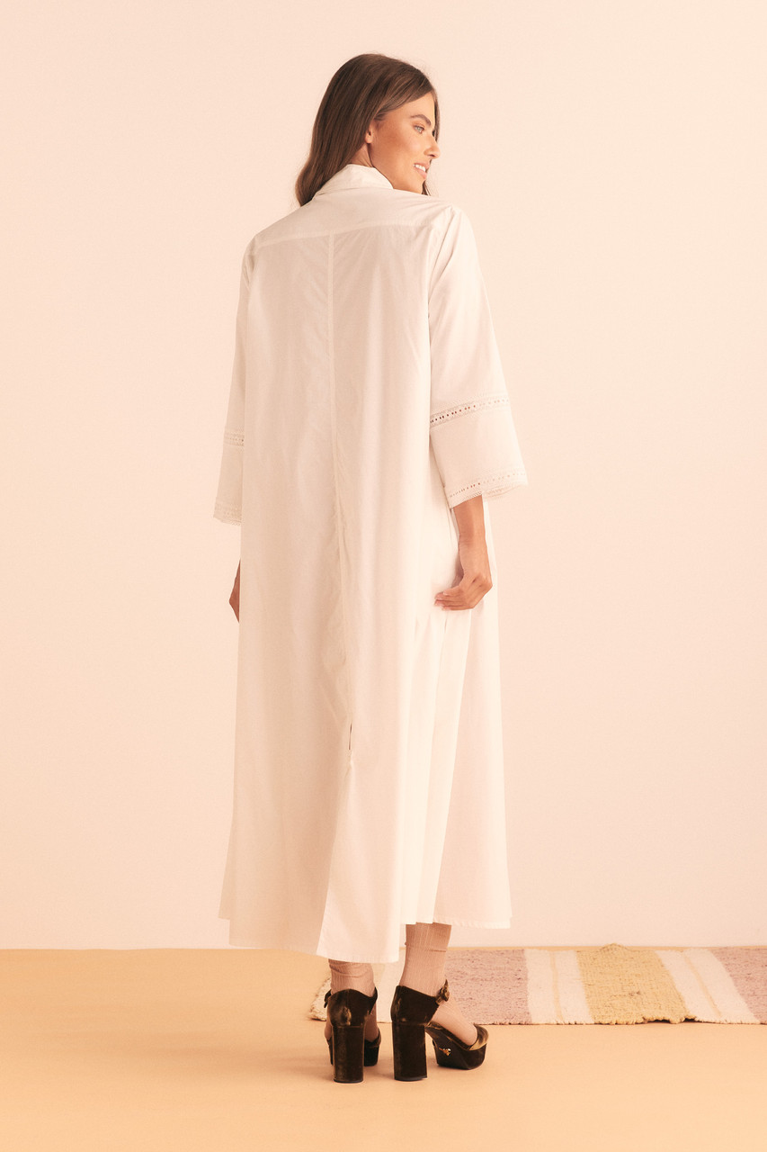 Lace Opera Shirt Dress In White. 100% Cotton | Bohemian Traders