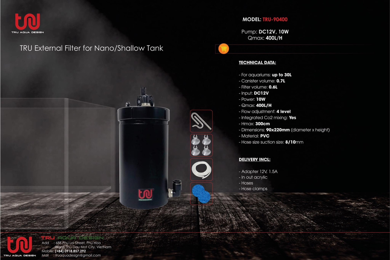 TRU [L Size] Nano PVC Canister Filter For Mini Aquarium Nano Tank ...