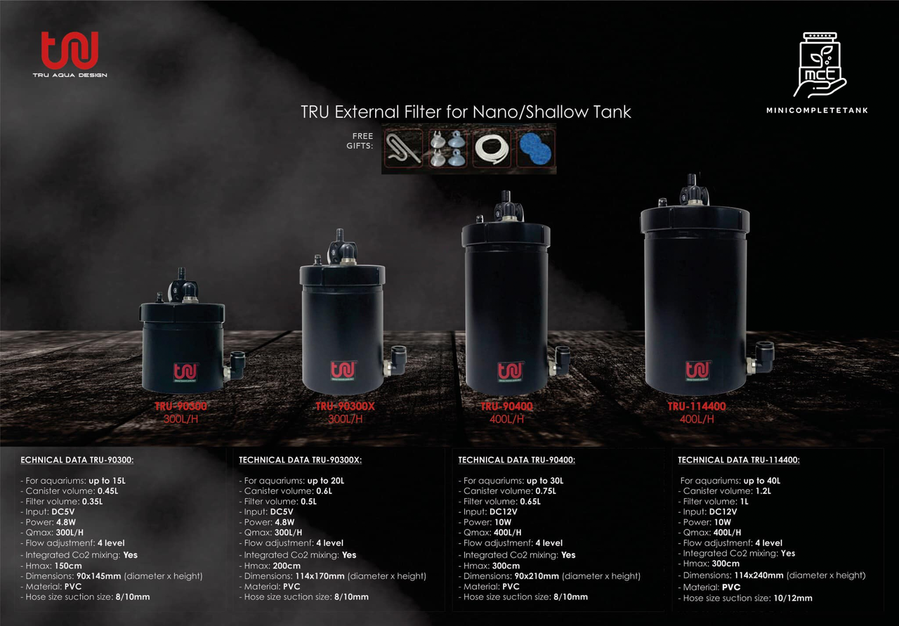 TRU [L Size] v1 Nano PVC Canister Filter For Mini Aquarium Nano Tank ...