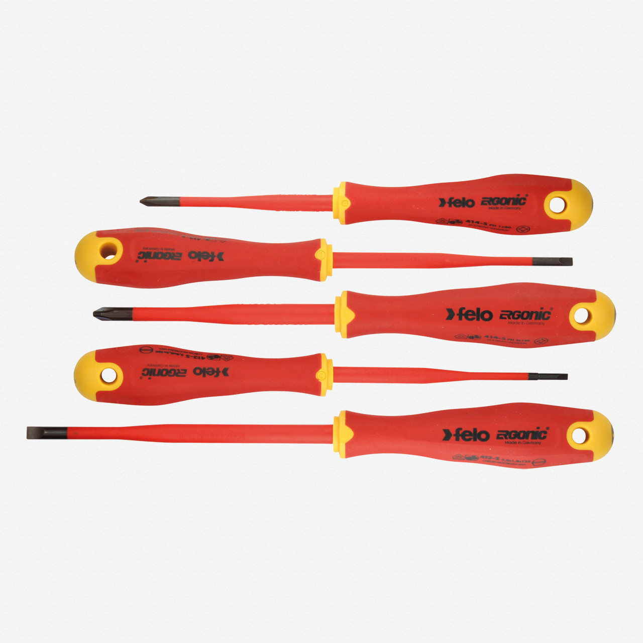 Felo Wood Handle Slotted & Phillips Screwdriver Set, 5 Pieces