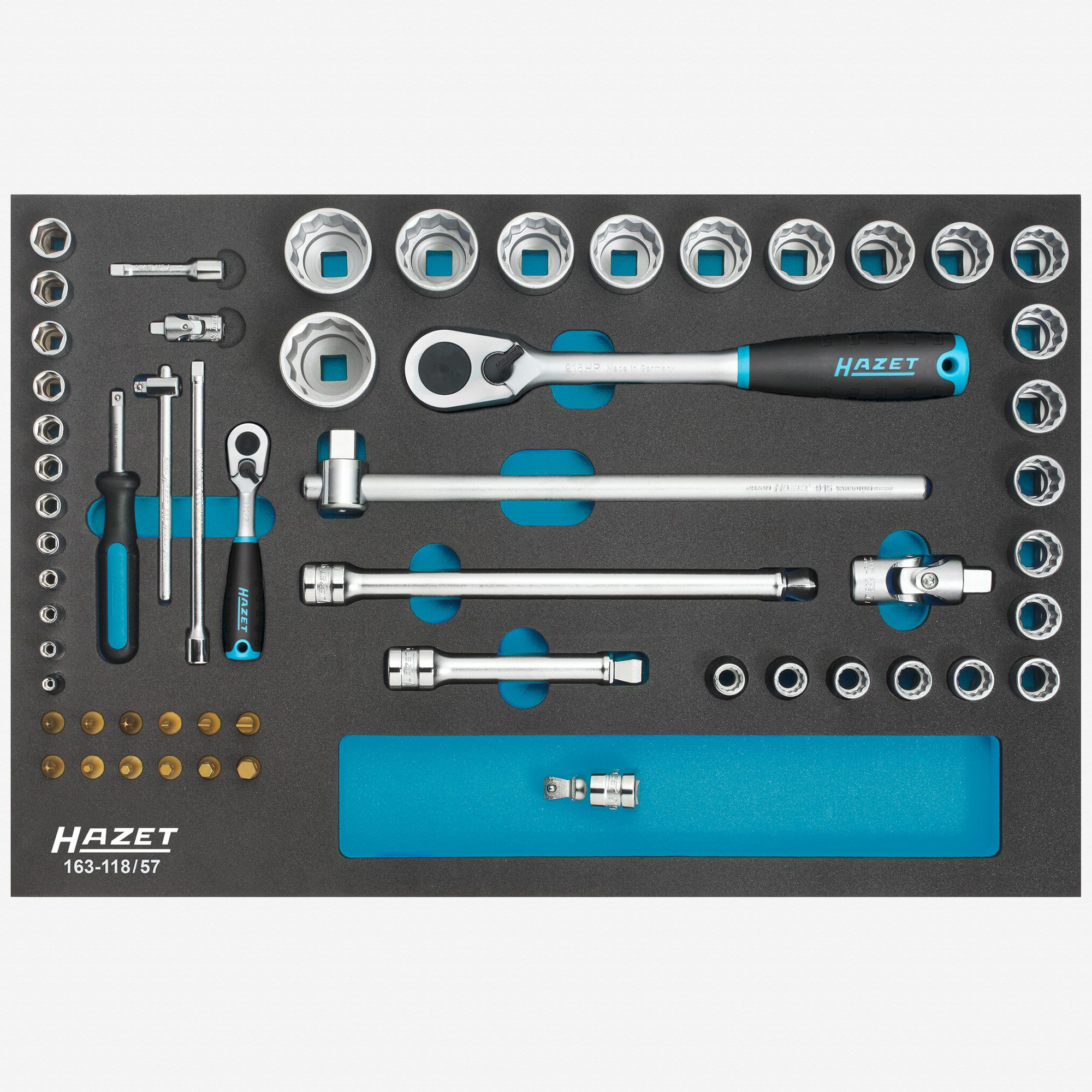 German Tool Set HAZET 163-220/13 - 13-Piece, 1/2" Drive, CVD-TIN Coated ...