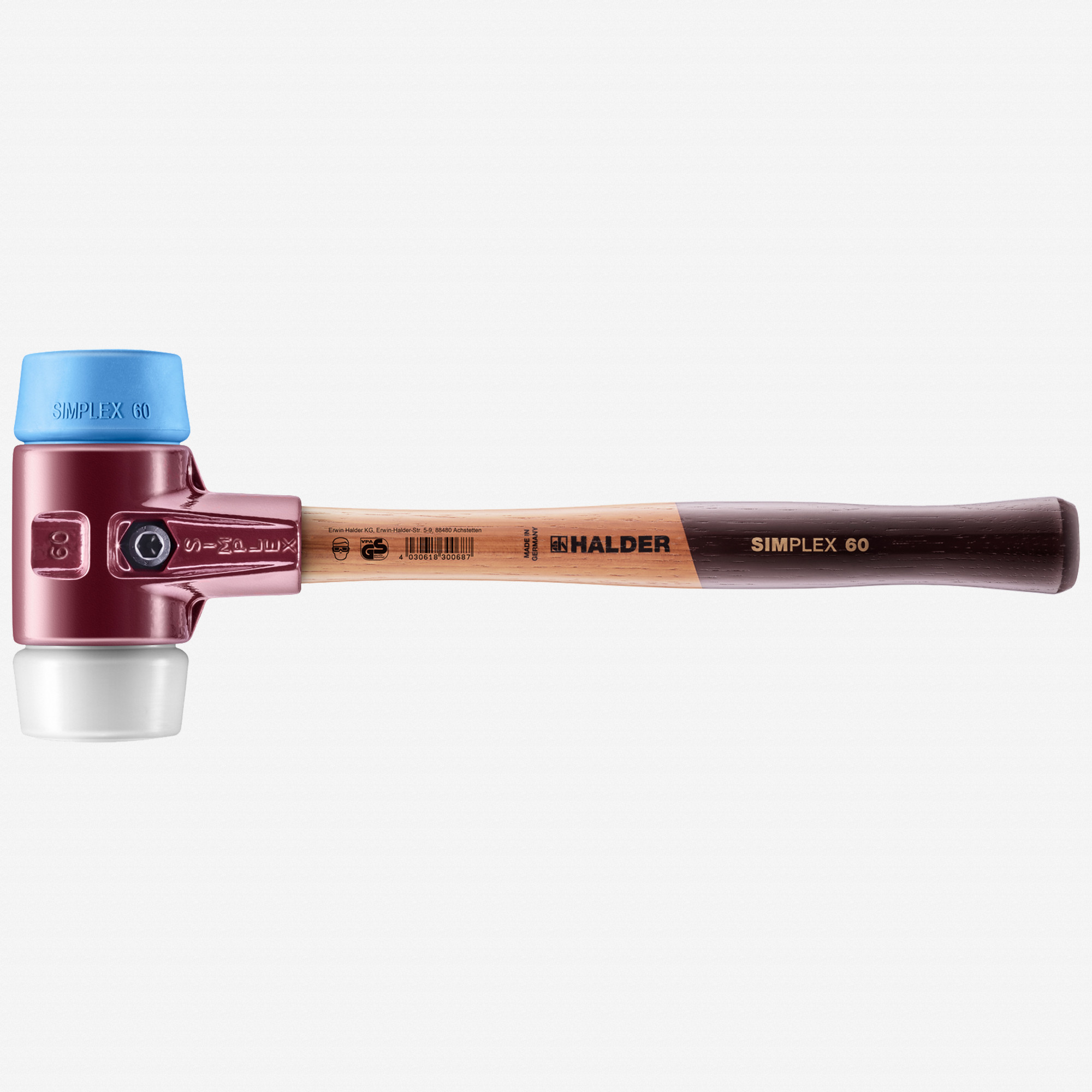 Halder Simplex Mallet with Soft Blue Rubber/Superplastic Inserts and ...
