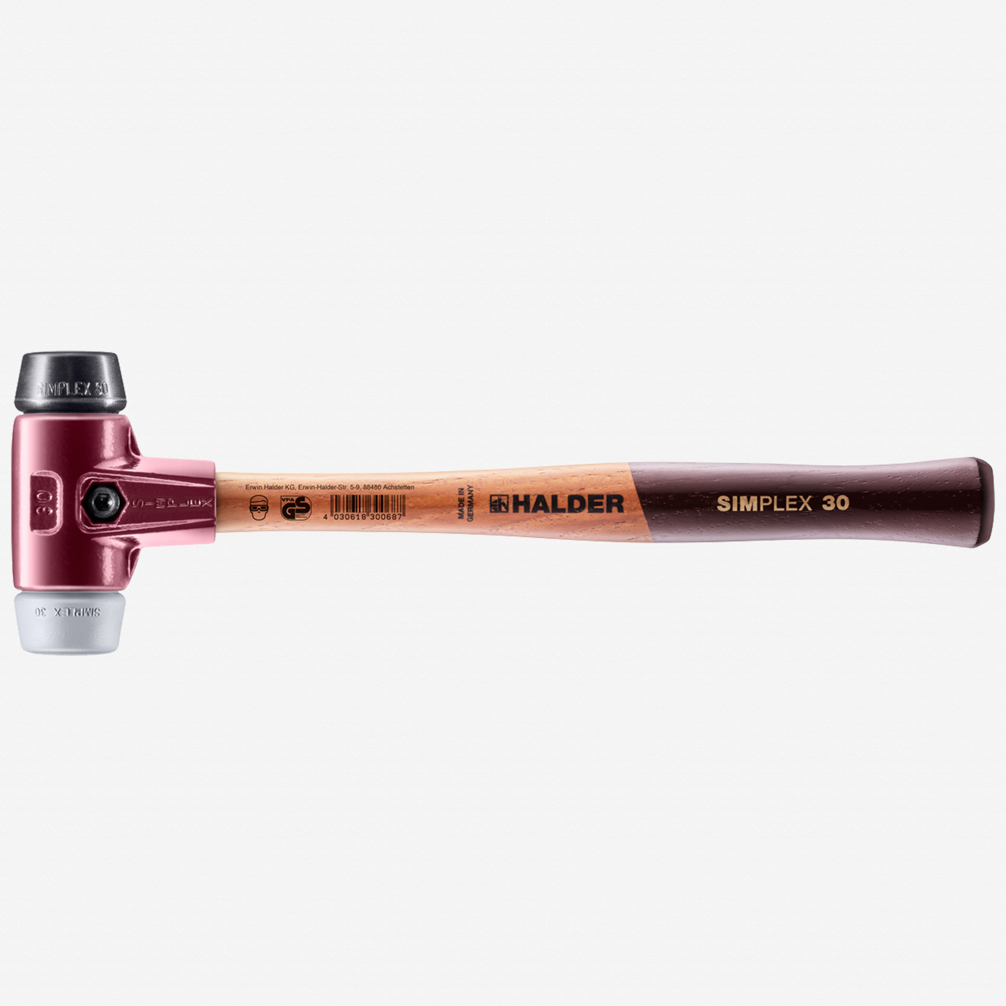 Halder Simplex Mallet with Black Rubber/Grey Rubber Inserts and Cast ...