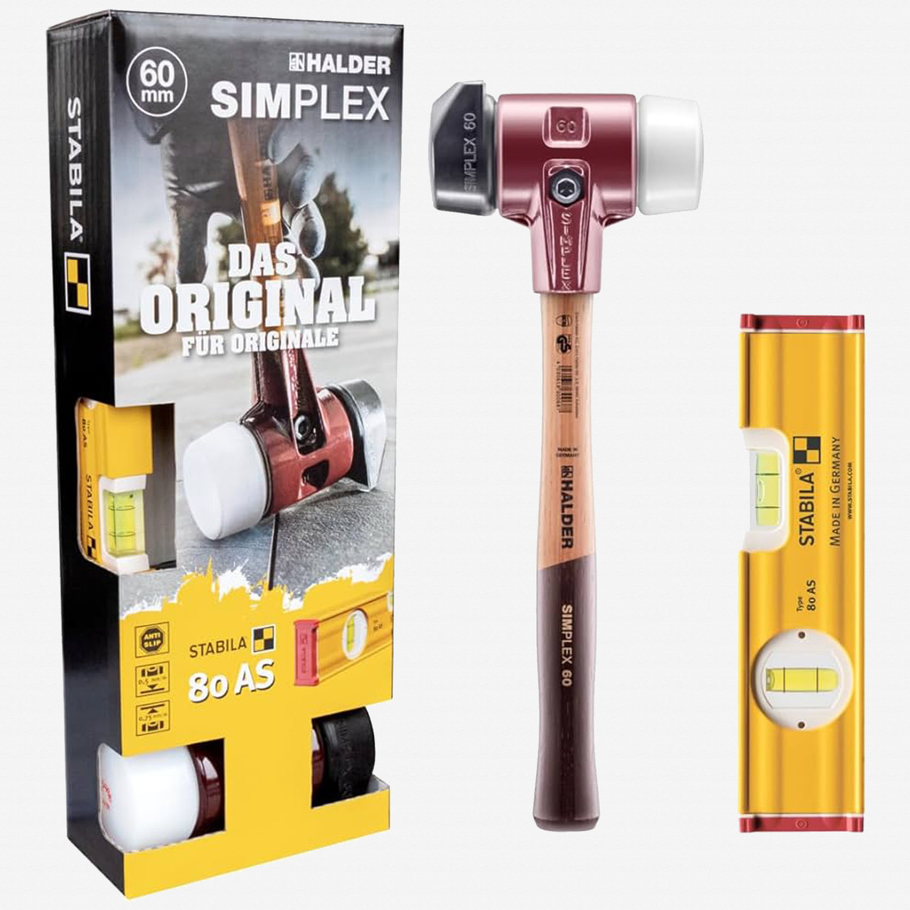 Halder Bonus Box Set SIMPLEX Stand-Up Mallet x Stabila 80 AS 8" Level ...
