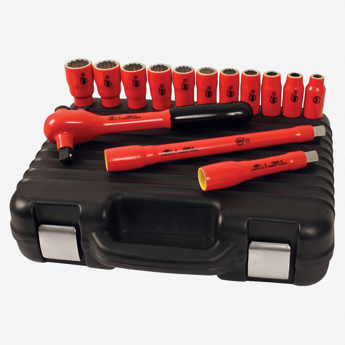 Wiha 31792 14 Piece Insulated 1/2" Drive SAE Socket Set w/ Ratchet and Case