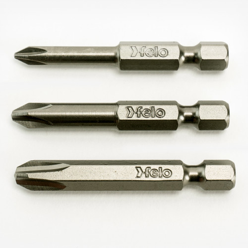 Felo Phillips #1 / Phillips #2 / Phillips #3 x 50 mm Industrial Bit - 3 ...