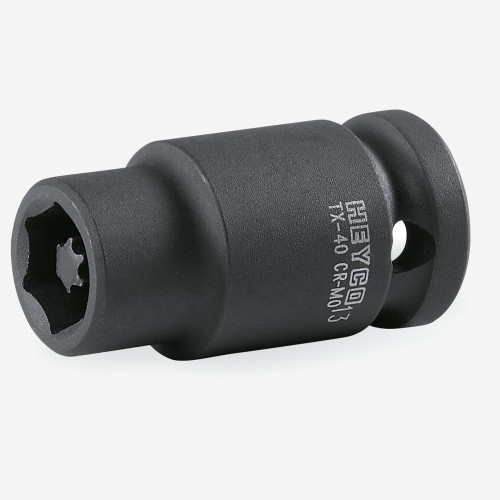 Heyco Impact Socket, 1/2" Drive, Multipower, Torx 40 - 13mm Outside Hex ...