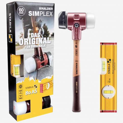 Halder Bonus Box Set SIMPLEX Stand-Up Mallet x Stabila 80 AS 8" Level ...