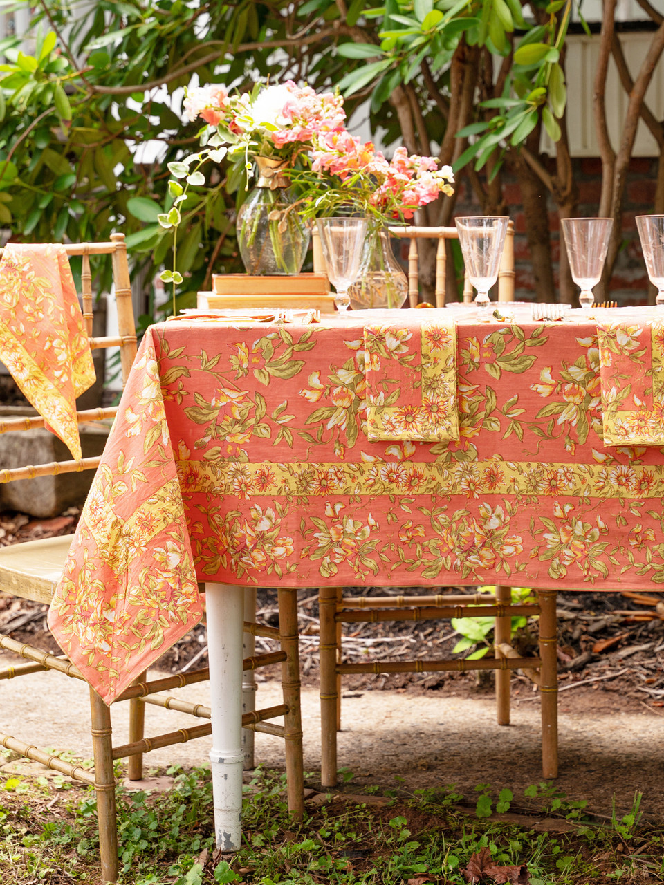 Sweet Pea Tablecloth - Coral | Shop Beautiful Designs by April Cornell