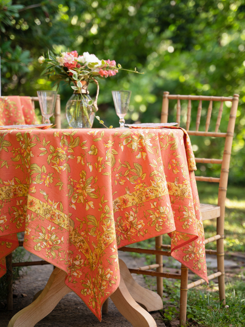 Sweet Pea Tablecloth - Coral | Shop Beautiful Designs by April Cornell