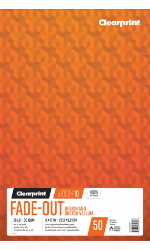 Clearprint 1000HP-10, Fade-Out Design & Sketch Vellum Pad, Gridded ...