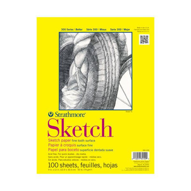Strathmore Artist Papers, 300 Series Sketch Pad, 9" x 12", 100/sh
