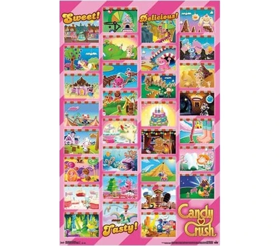 Candy Crush - Worlds Grid Poster Buy Dorm Supplies Fun Items For College