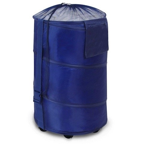 Rolling Polyester Pop-up Hamper - Navy Blue - Easy College Laundry ...