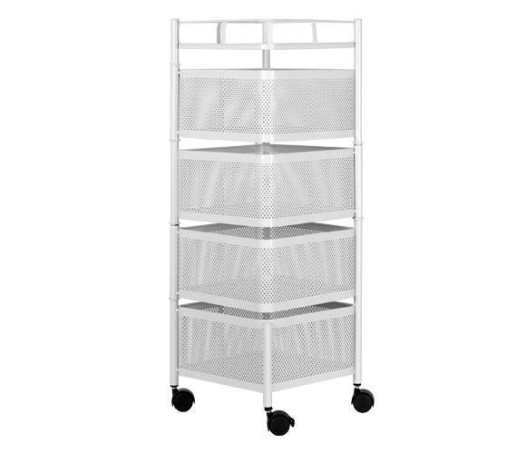 Space Saving Storage Shelves - 4-Tier Rolling Dorm Utility Cart with ...