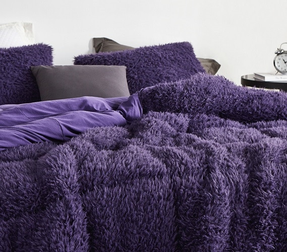 Designer Dorm Bedding - Full XL Comforter Set - Dark Purple College ...