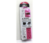 6-Outlet Surge Protected Power Strip - Pink College Items Dorm Shopping ...
