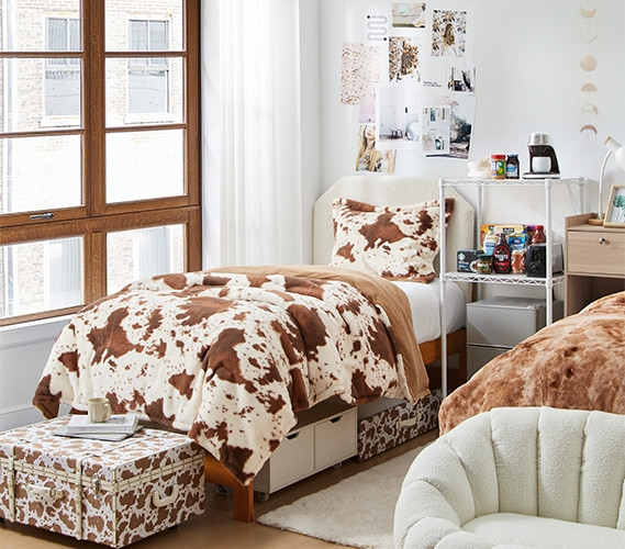 Cow Print College Dorm Bedding Decor Moo Cow Animal Print Soft Plush ...