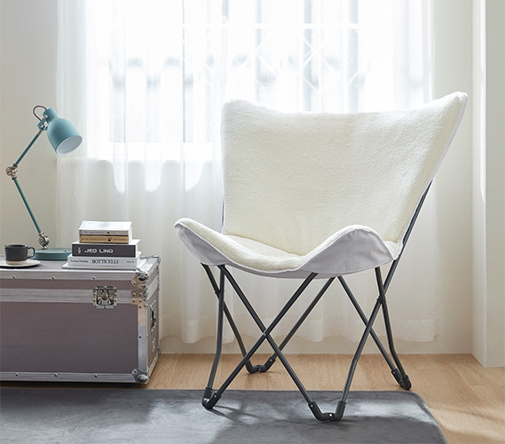 Durable College Butterfly Chair with Super Soft Plush Gray Pad for Cozy ...