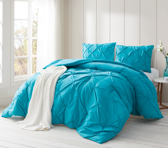 Smoke Blue Pin Tuck Twin XL Comforter