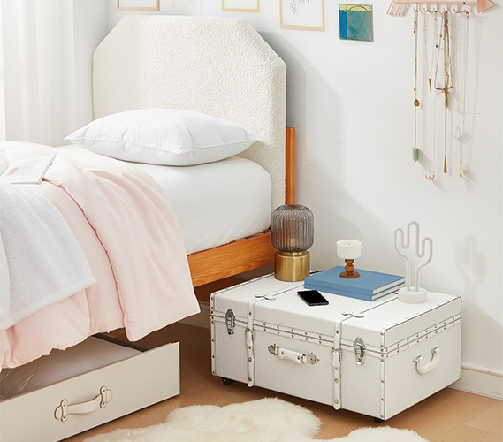 Cute Dorm Storage Ideas - Texture Brand Trunk with Wheels and Lock ...