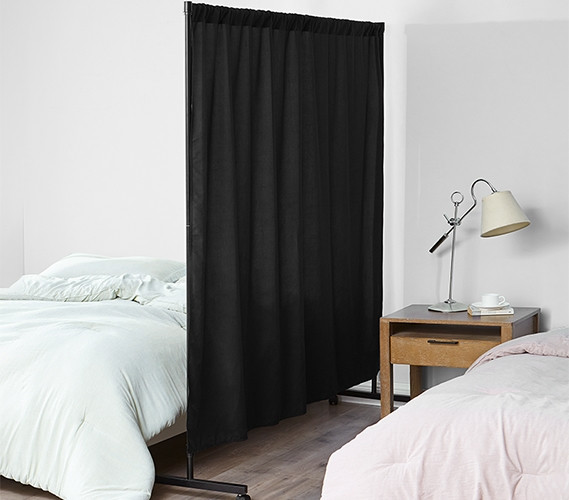Black College Privacy Divider for Twin Extra Long Bed Durable Dorm ...