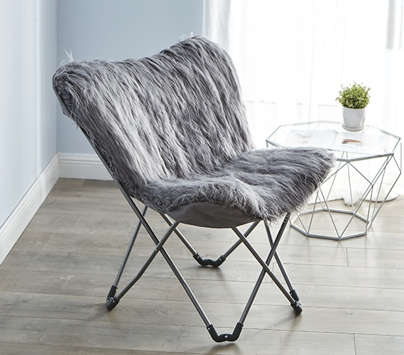 College Apartment Furniture - Fluffy White Faux Fur Moon Chair - Cozy ...