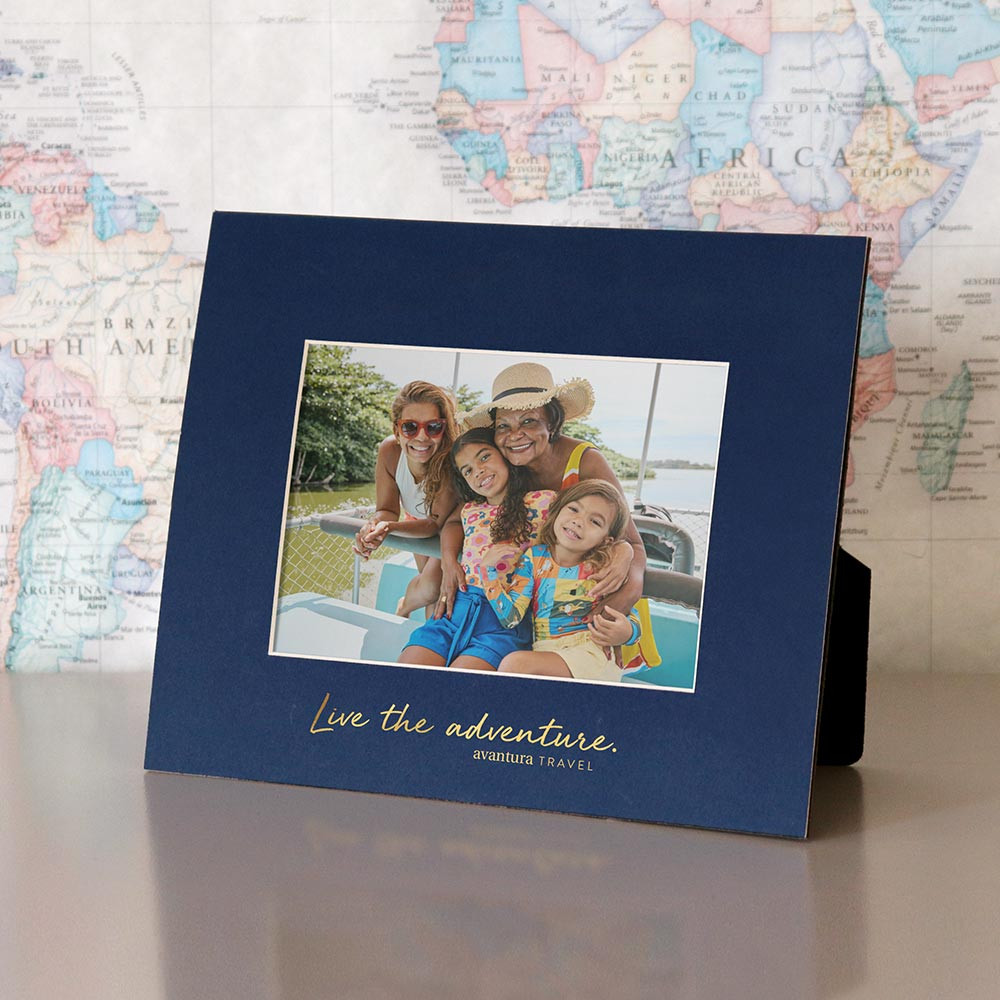 Custom Navy Blue Mat Board Frame w/Your Logo or Branding