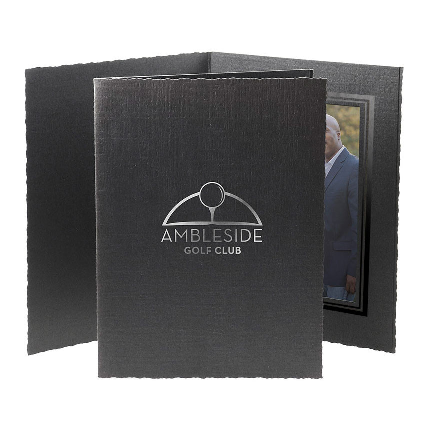 Custom Vertical Black Portrait Folder with Black Border | Studio Style