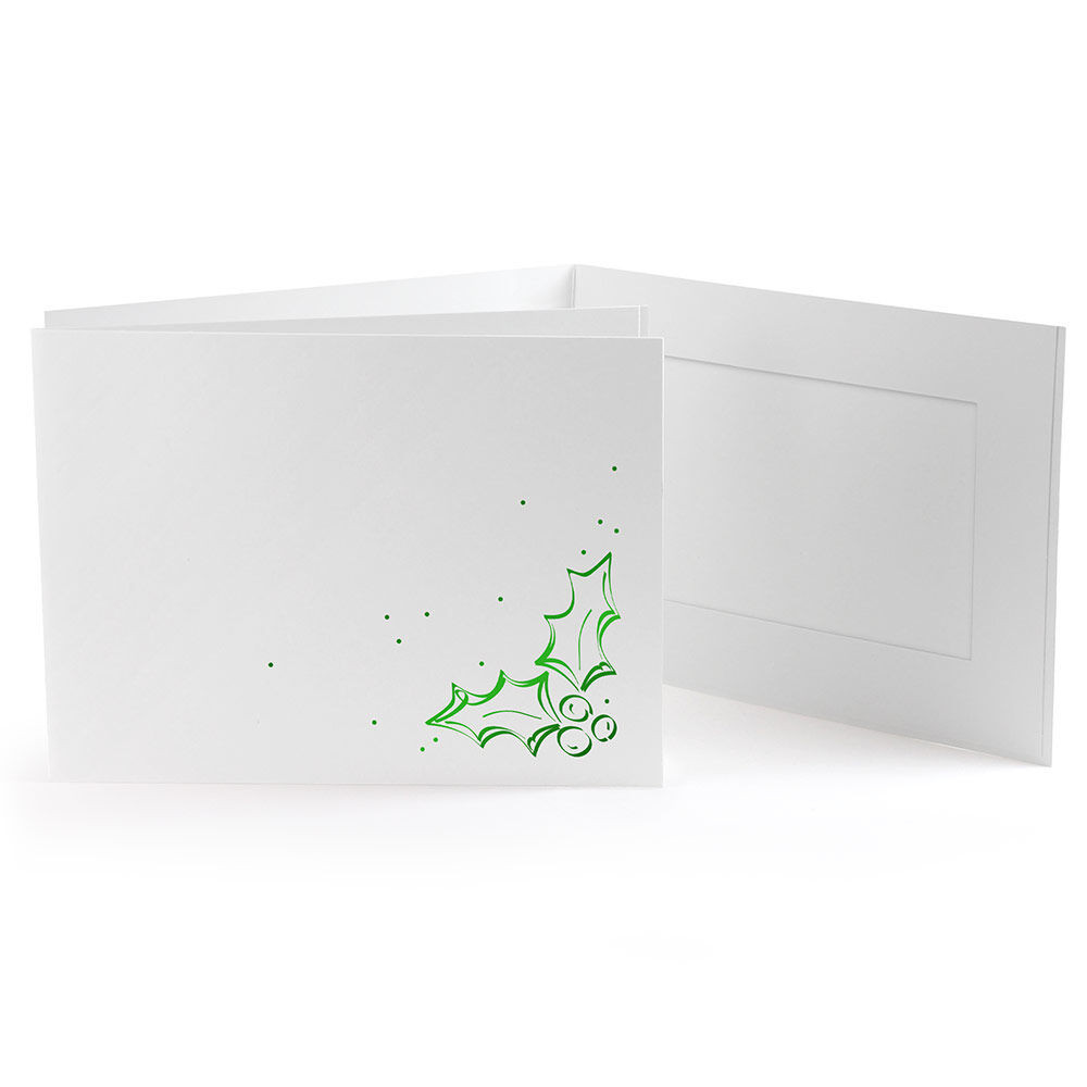 Green Holly 4x6 Christmas Photo Folder With Logo | Studio Style