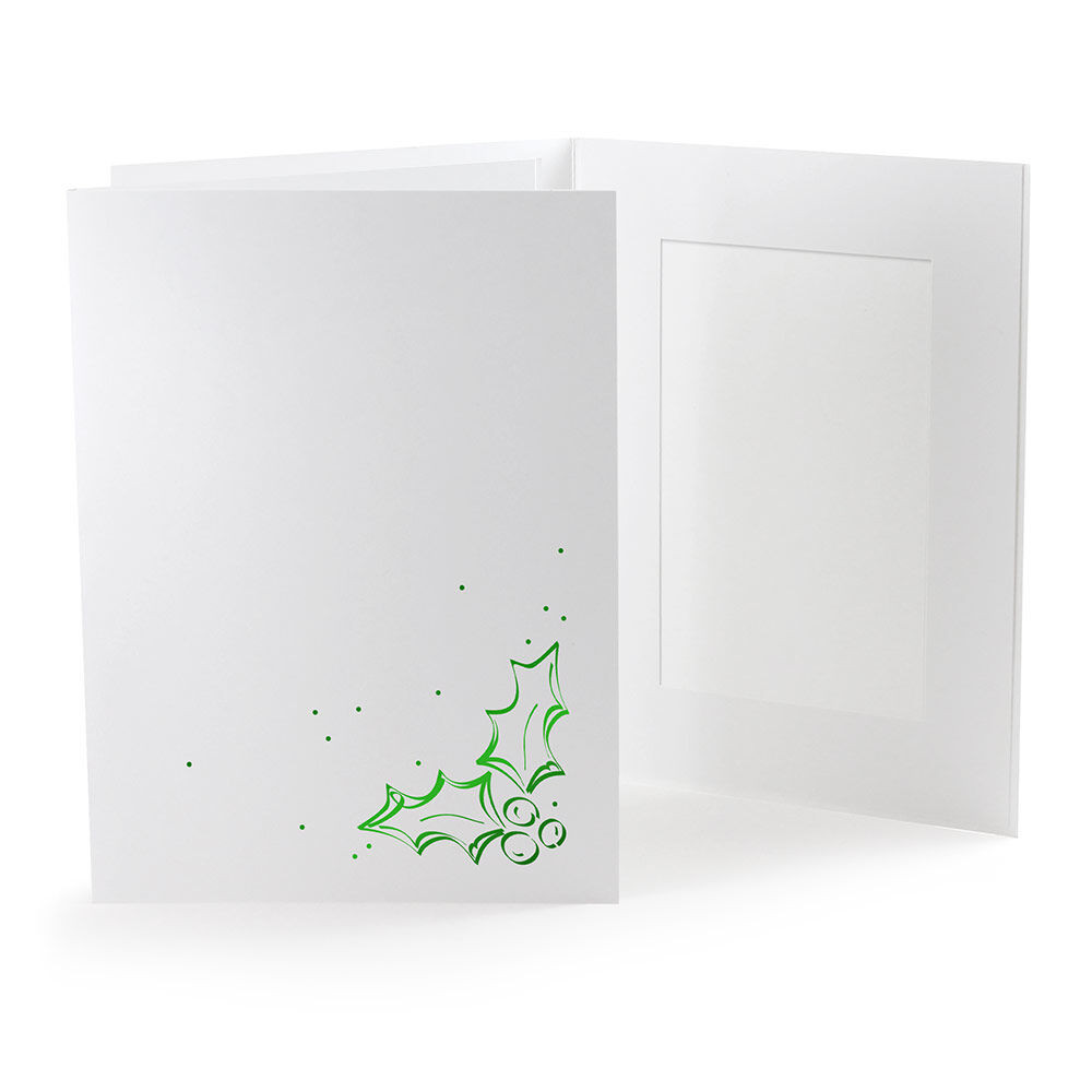 Green Holly 4x6 Christmas Photo Folder With Logo | Studio Style