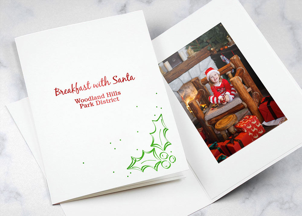Green Holly 4x6 Christmas Photo Folder With Logo | Studio Style