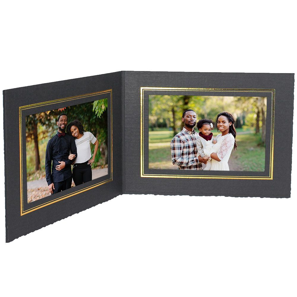 Custom Horizontal Double Black Portrait Folder with Border | Studio Style