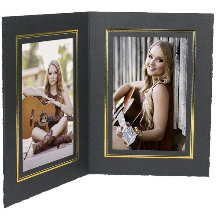 Custom Vertical Double Black Portrait Folder with Border | Studio Style