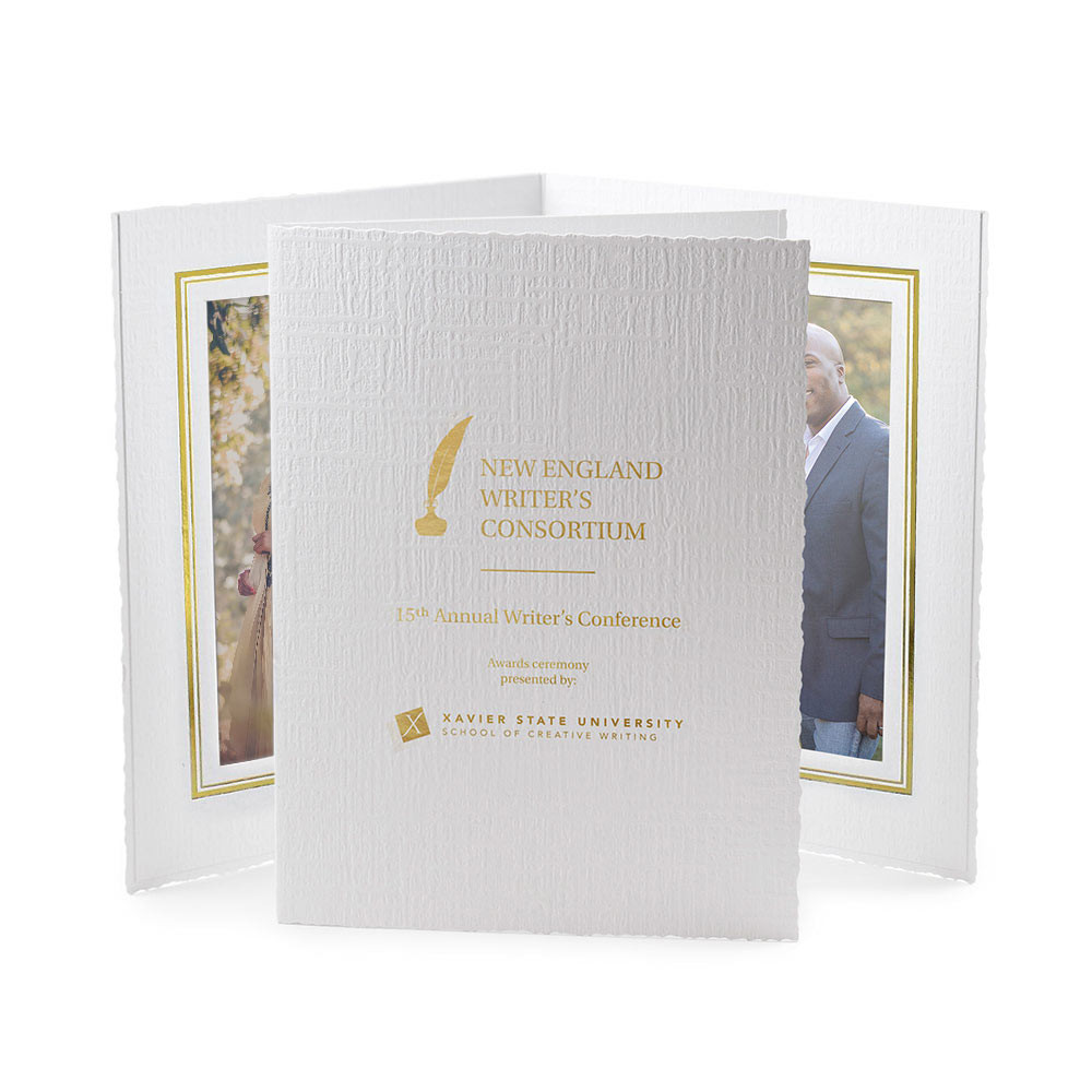 Custom Vertical Double White Portrait Folder with Border | Studio Style