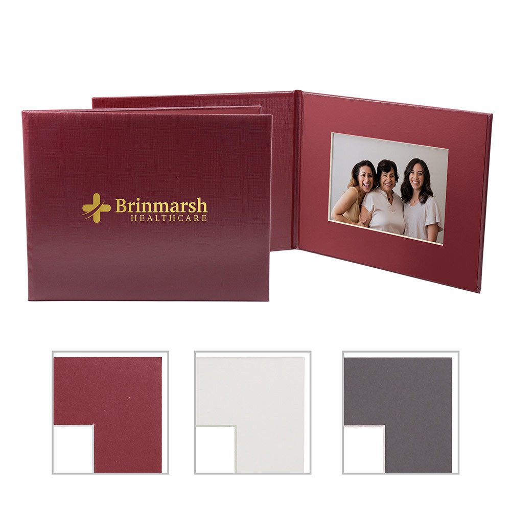 Burgundy Padded 5x7 Photo Folio with Logo | Studio Style