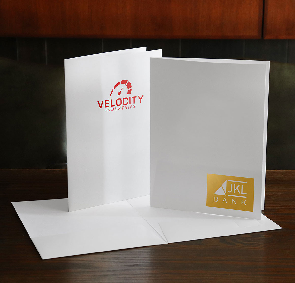 9" x 12" Foil Stamped White Presentation Folder