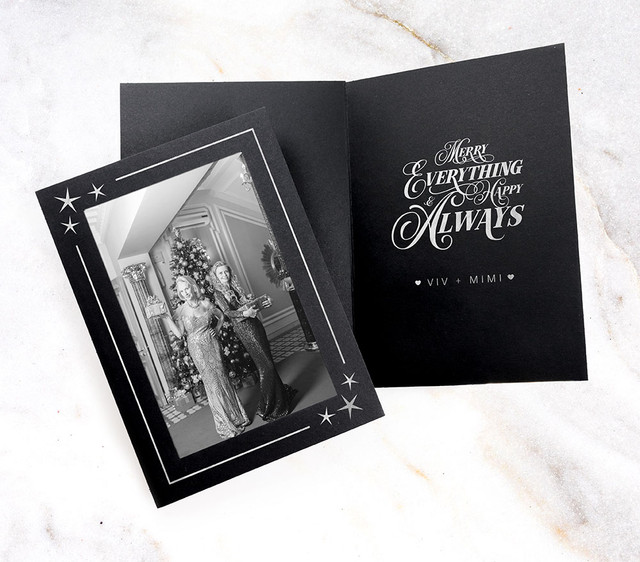 Silver Stars Photo Insert Christmas Cards, Personalized | Studio Style