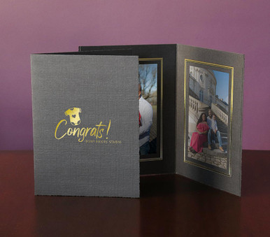 Custom Vertical Double Black Portrait Folder with Border | Studio Style