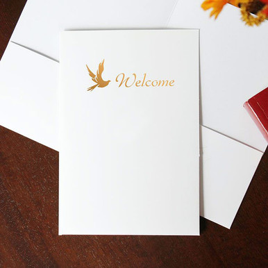 6x9 Religious Church Welcome Folder With Dove | Easy Pocket Folders