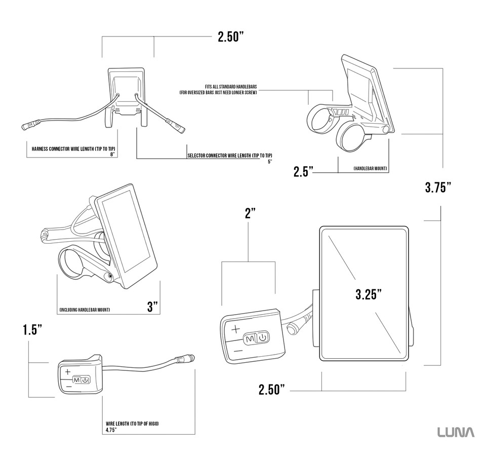 LUNA Full Color Display 860c With Removable Selector - Luna Cycle