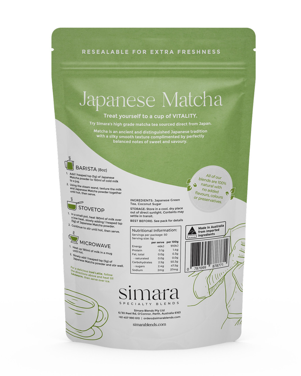 Japanese Matcha Latte Mix 250 g - Rawsters