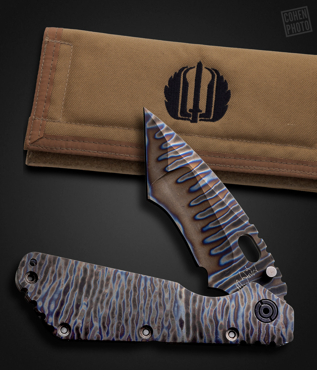 Mick Strider Custom Knives, Mick Strider Full Custom Titanium Flamed XL ...