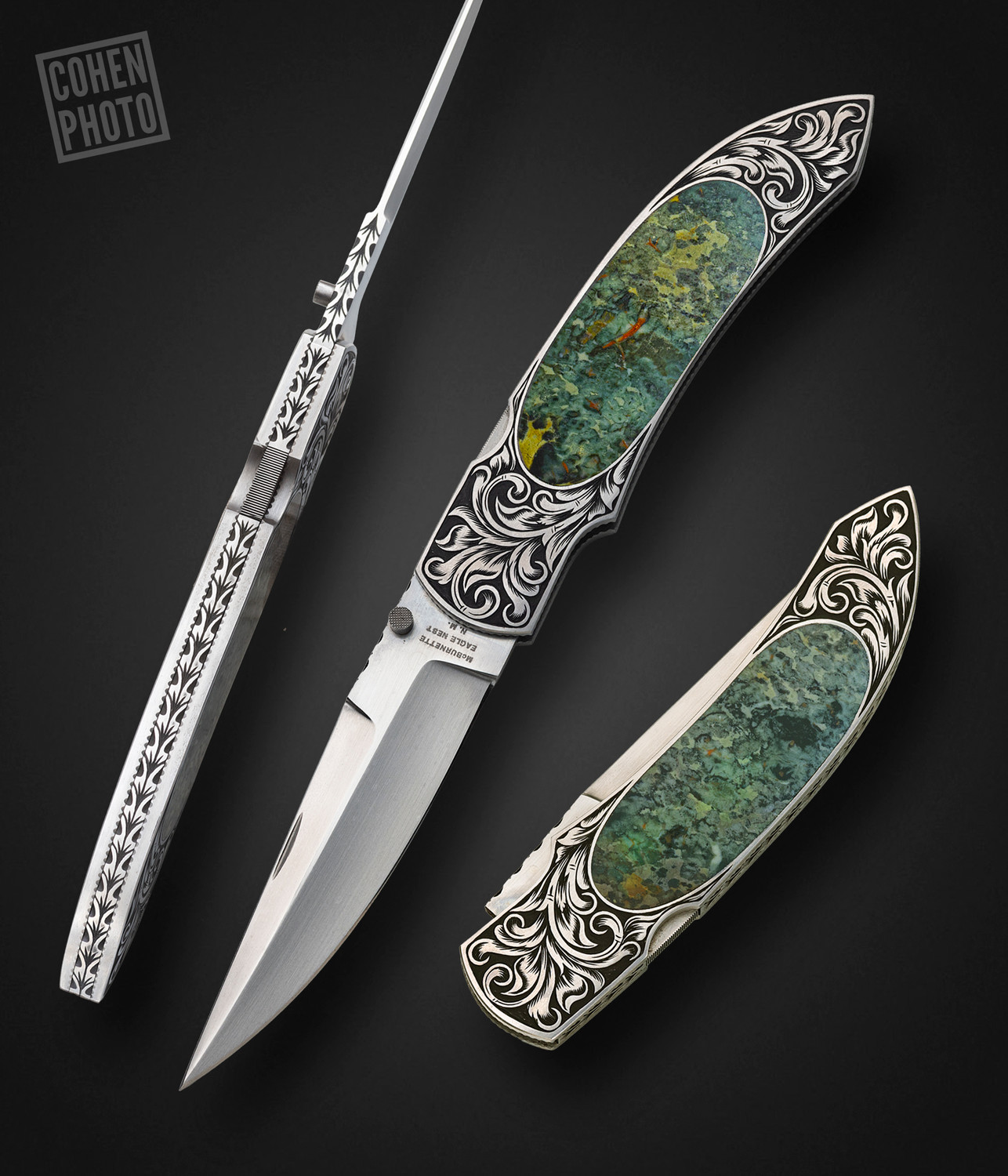 McBurnette, Harvey Otis, McBurnette Engraved Lockback Folder Knife ...