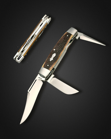 Ploppert, Tom, 3 Blade, Texas Stockman "Punch", Custom Jigged Bone ...