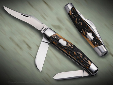 Ploppert, Tom, 3 Blade, Stockman in Stag with Slanted Bolsters Knife ...