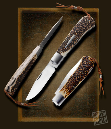 Ploppert, Tom, Single Blade Stag with Bullet Shield, Lockback Folding ...