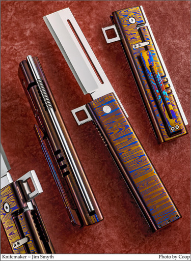 Smyth, Jim, "Hellraiser" Timascus Framelock Slicer Knife | Farina Fine ...