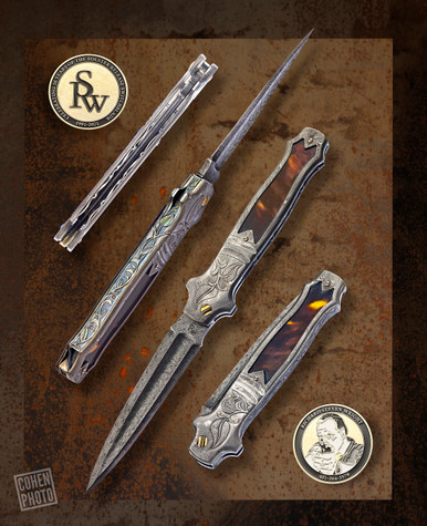 Wright, Richard, Bolster Release Automatic Dagger, Tortoise Inlay ...